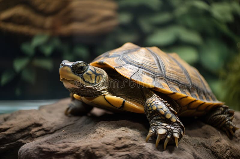 A Calm and Easygoing Turtle Basking on a Rock - this Turtle is Basking ...