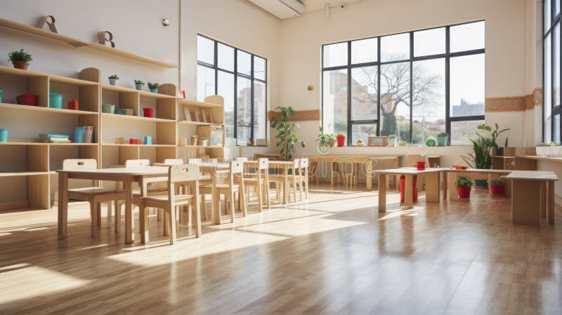The Calm of an Empty Preschool Classroom. Generative AI Stock ...