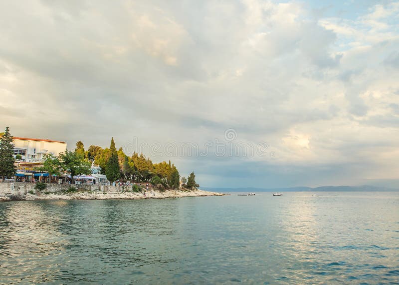 Calm Evening Sea, Sunset Clouds Stock Image - Image of background ...