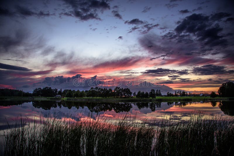 Calm evening after rain stock image. Image of trees, view - 76452883