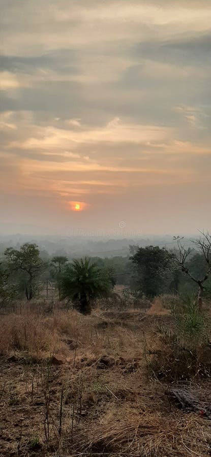 A Calm Evening and Sunset. Foggy Morning Stock Photo - Image of calm ...