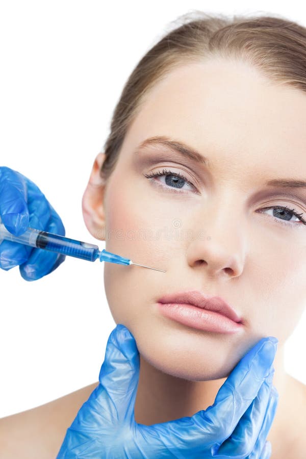 Calm Gorgeous Model Having Botox Injection Above the Lips Stock Photo ...