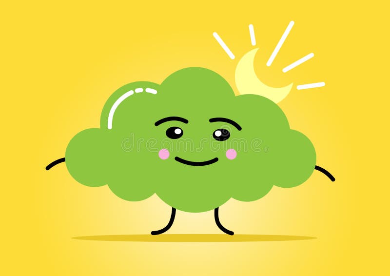 Calm green cloud and moon stock vector. Illustration of vector - 152474190