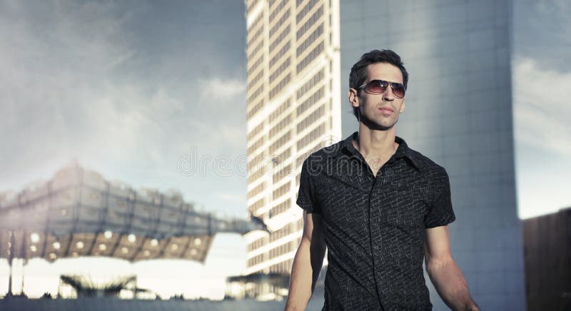 Calm and Handsome Man among Modern Architecture Stock Photo - Image of ...
