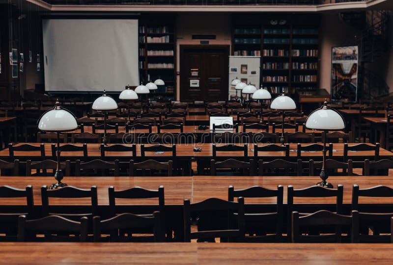 Empty Reading Room, Tables in Library, Nobody Stock Image - Image of ...