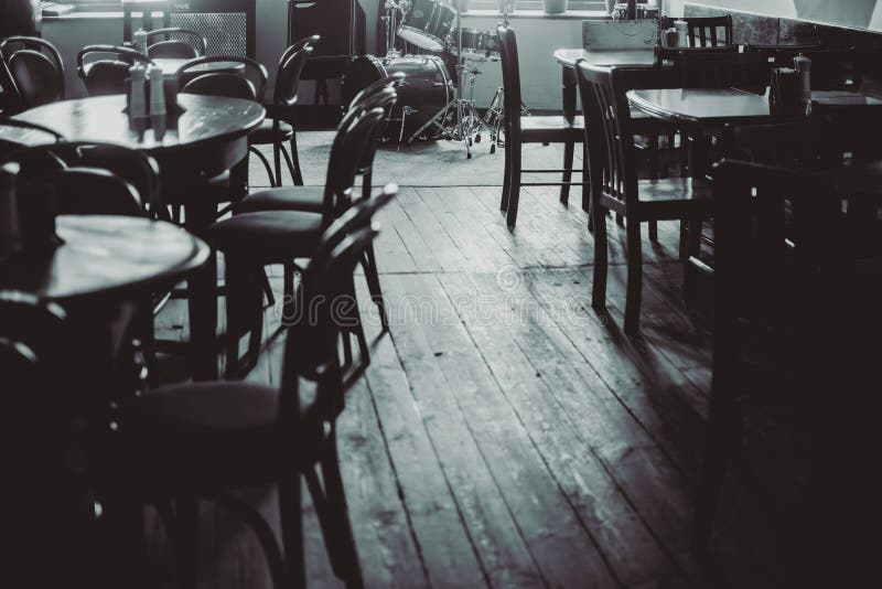 Calm Interior of a Jazz Cafe in Black and White Tones Stock Image ...