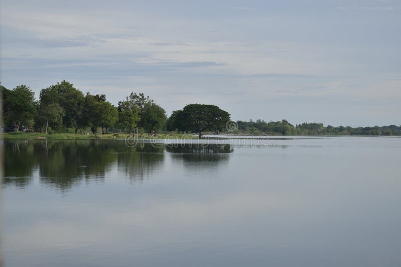 Atmosphere of Evening Around the Lake Stock Photo - Image of tree ...