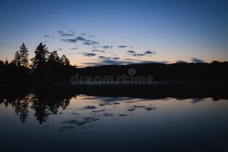 Calm Lake Scape at Summer Night Stock Photo - Image of calm, forest ...