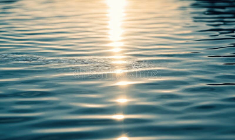 Calm Lake Surface with Subtle Waves, Sunlight Casting Shimmering ...