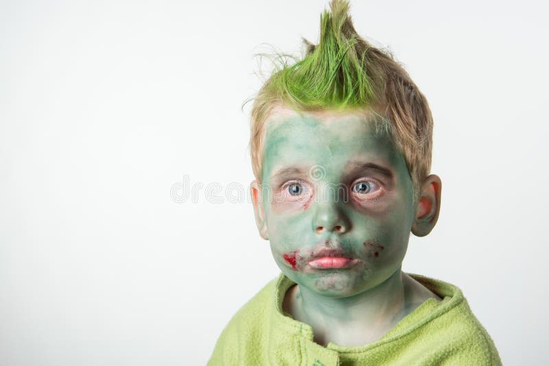 Sad Little Boy Dressed As a Zombie Stock Image - Image of person, child ...