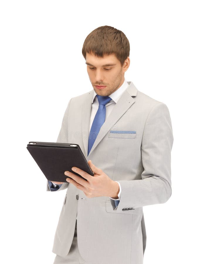 Calm Man with Tablet Pc Computer Stock Image - Image of office ...