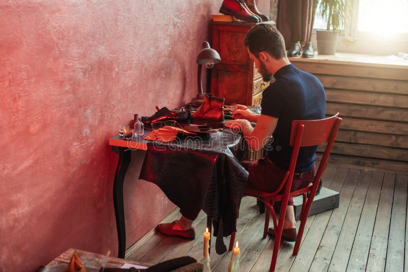 Calm Man Working with a Draft Stock Image - Image of mixedrace, male ...