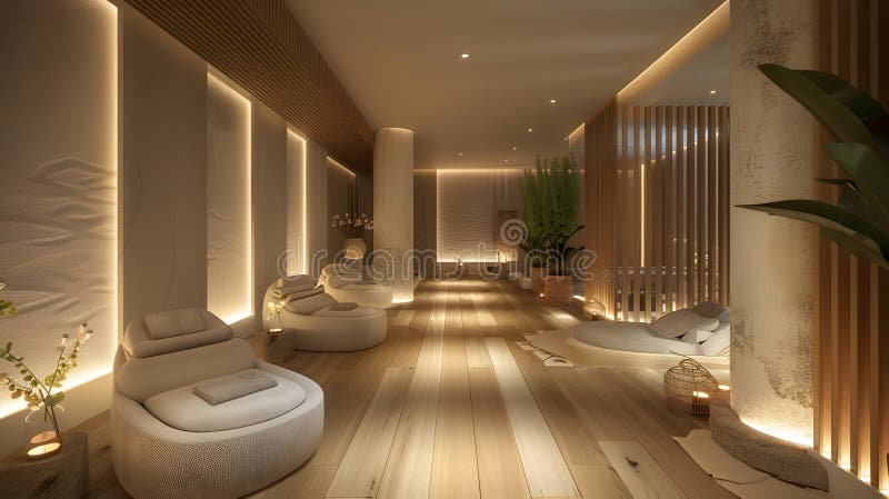 Calm Modern Spa Environment with Soft Lighting Stock Illustration ...