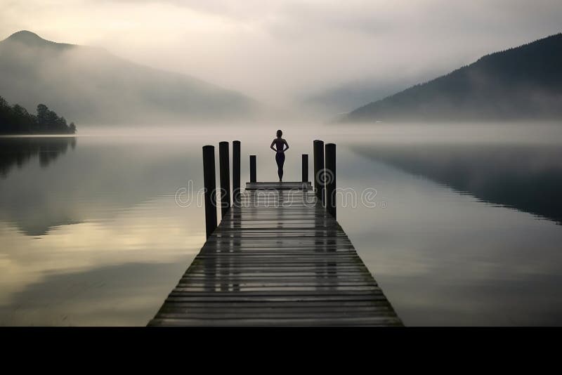 Calm Morning Yoga: Finding Inner Balance in Nature Stock Illustration ...