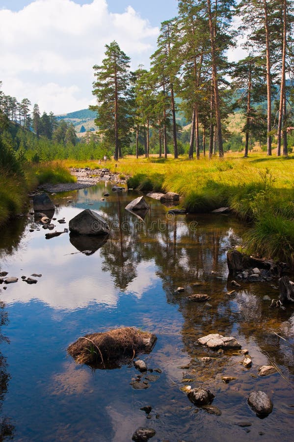 Calm Mountain River Landscape Scene Stock Photo - Image of travel ...