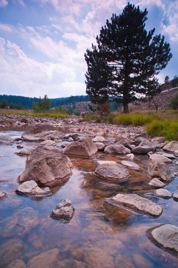 Calm Mountain River Landscape Summer Stock Photo - Image of scenery ...