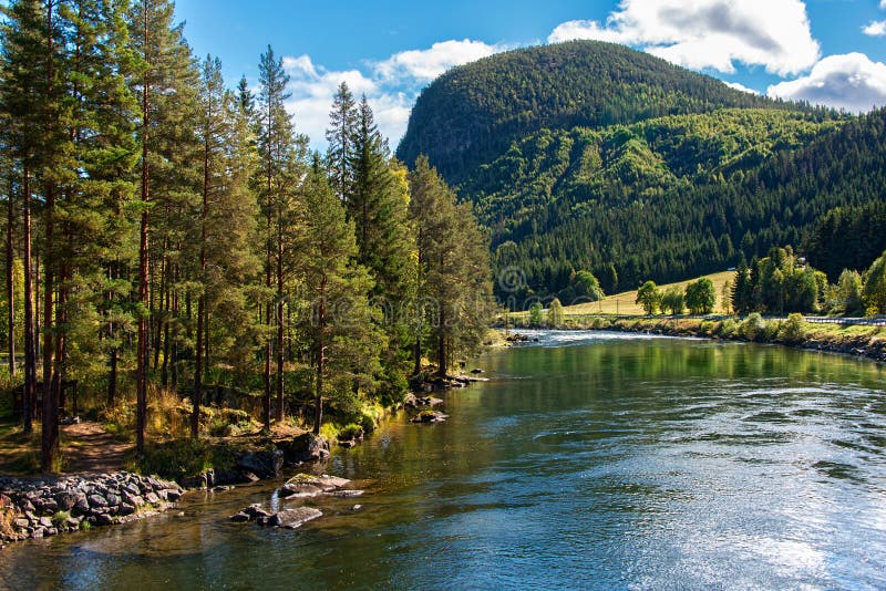 Calm Mountain River in Norway Stock Image - Image of summer, water ...