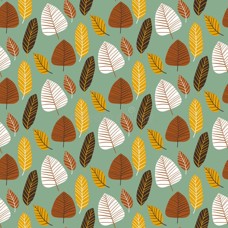 Calm Natural Colored Leaves Seamless Pattern Vector Stock Vector ...