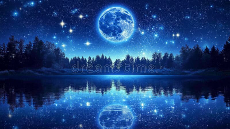 A Calm Night with the Moon S Bright Reflection Shimmering on the Water ...