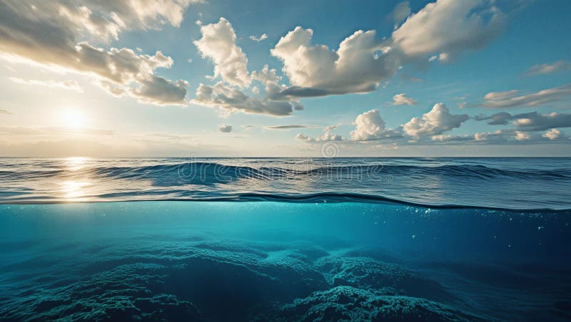 Dreamy Ocean Illustration with Perfect Light and Depth Transition Stock ...