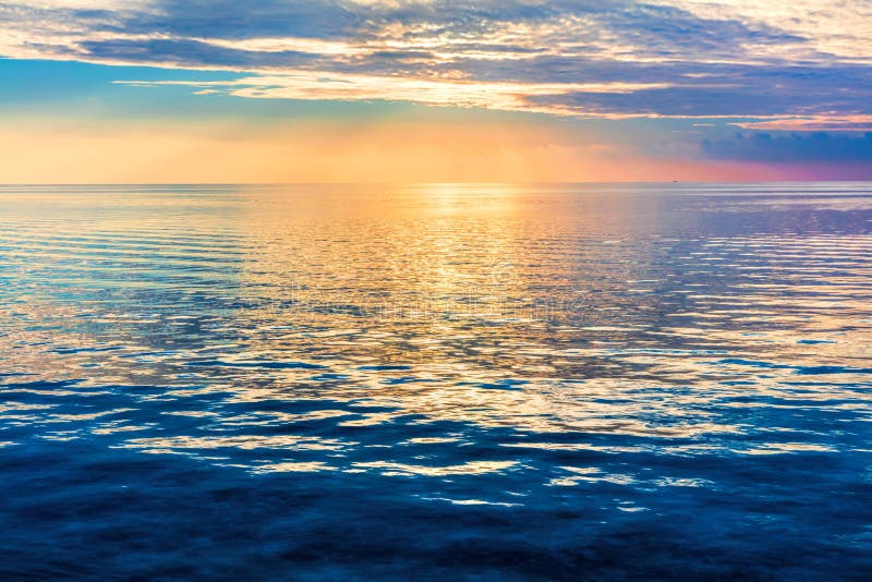 Calm Ocean at Sunset. Dramatic Sky Stock Image - Image of calm ...