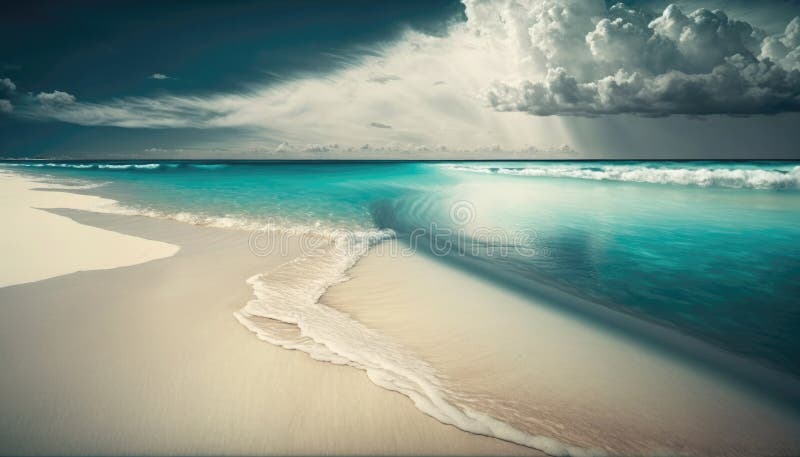 Calm Ocean, Tranquil Beach Paradise Wallpaper. Generative AI Stock ...