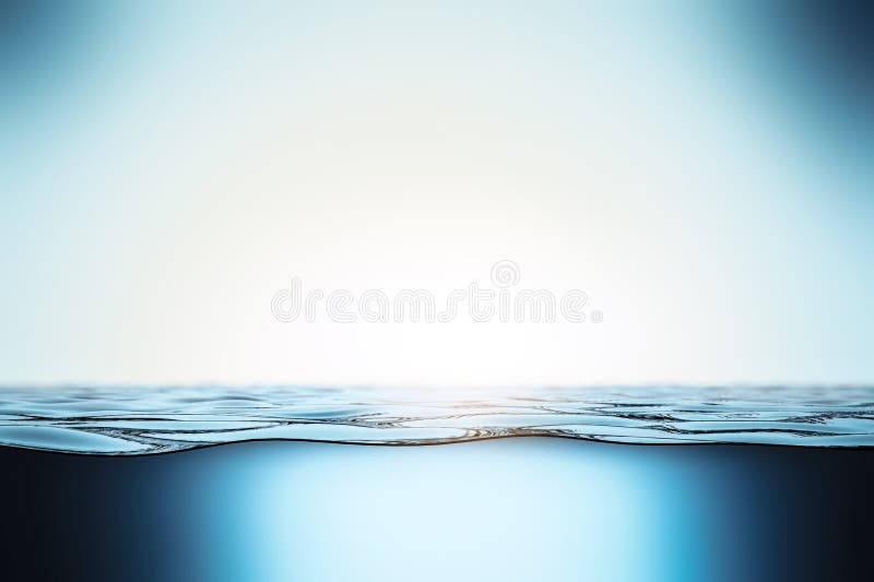 Calm Ocean Water with Sunlight on the Horizon. 3D Rendering Stock ...