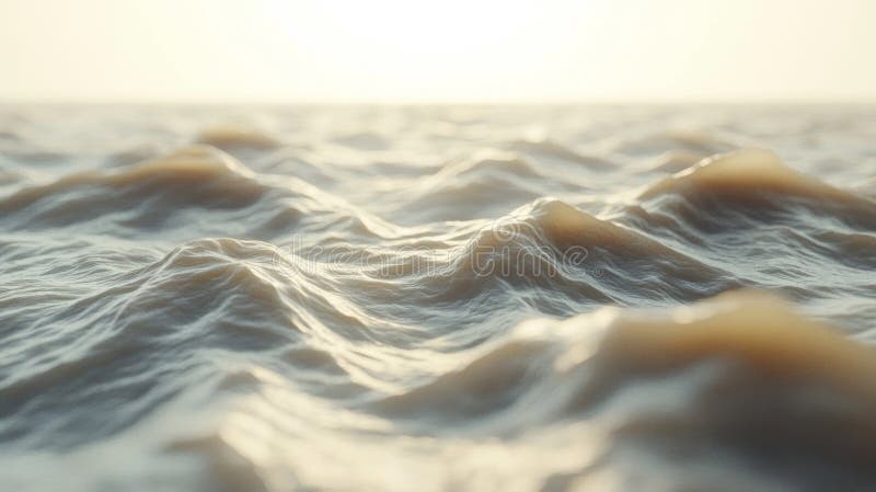 Calm Ocean Waves at Sunset Soft Golden Light Stock Illustration ...