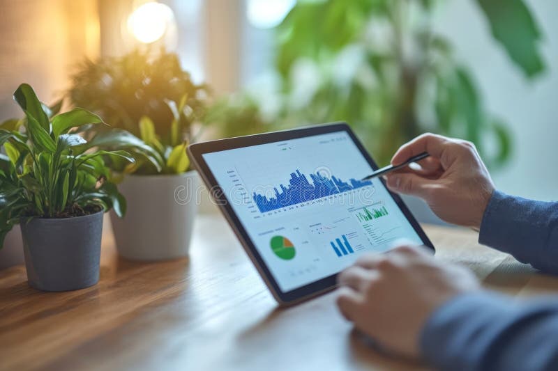 Professional Workspace with Financial Focus Stock Illustration ...