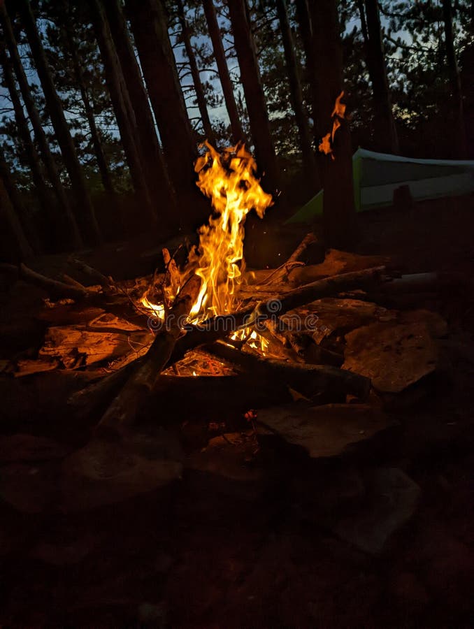 Campfire stock image. Image of sunlight, calm, screenshot - 257085031