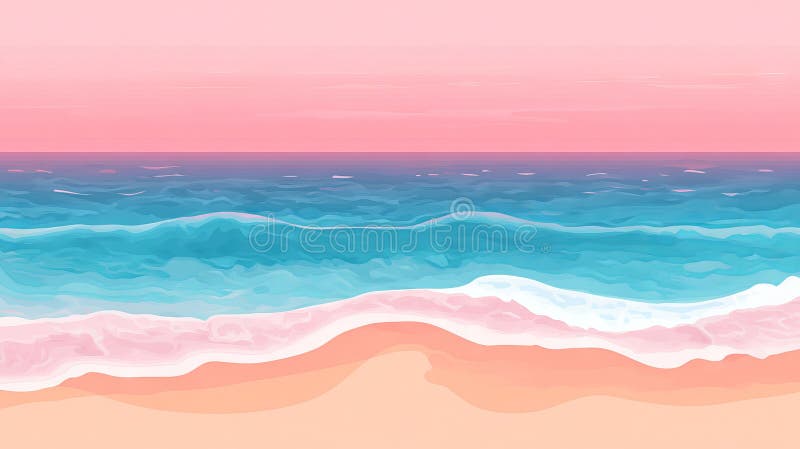 A Calm and Peaceful Shore with a Pastel-colored Sky and Serene Ocean ...