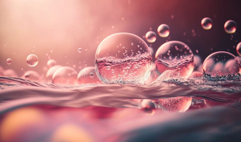 Calm Pink Water Surface Texture with Splashes and Bubbles for ...