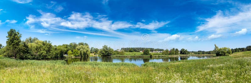 Calm pond and water plants stock image. Image of landscape - 187940689