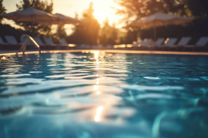 A Calm Pool with Sunlight Reflecting Off the Water S Surface Stock ...