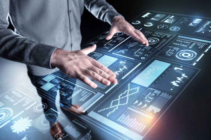 Calm Programmer Standing Alone and Controlling the Program Stock Image ...