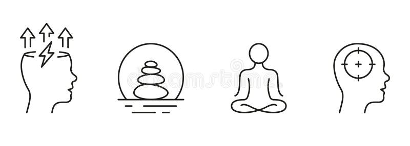 Calm and Relax Line Icon Set. Meditate for Mental Health Linear ... Calm and Relax Line Icon Set. Meditate for Mental Health Linear ...