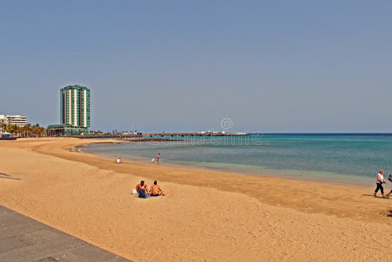 Calm Sandy Beach in a Spanish Town on the Blue Ocean Editorial Photo ...