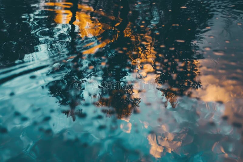 A Calm Scene with a Tree S Reflection Seen in a Puddle of Water, Great ...