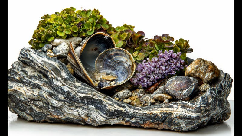 A Calm Sea Creature Sits on a Rocky Outcropping Surrounded by Lush ...