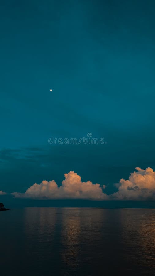 Calm Sea Moonlight stock image. Image of dawn, coast - 218980543