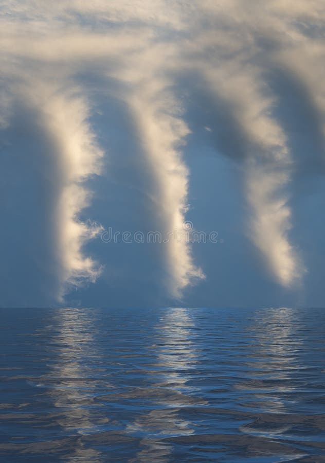 Calm Sea with Ripples Leading To a Blue Sky with White Clouds Stock ...