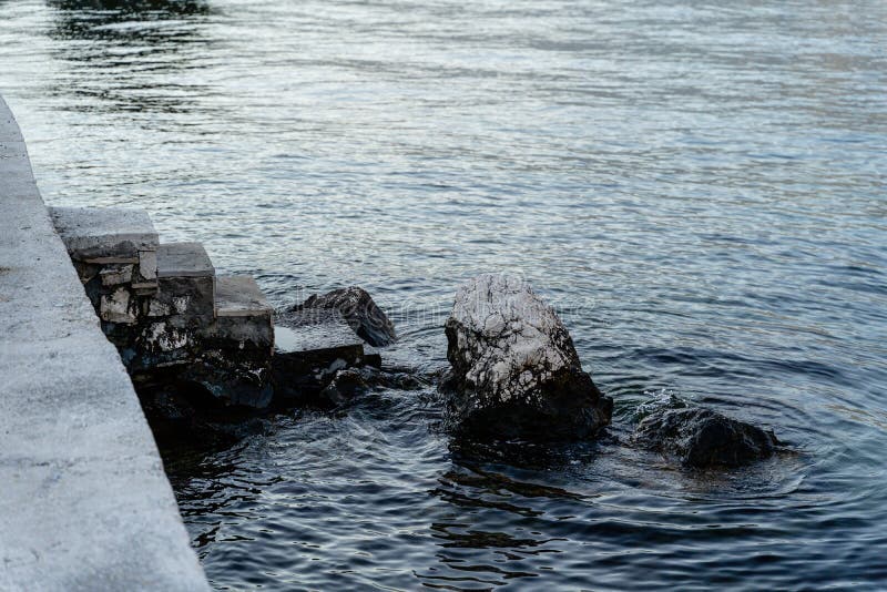 Calm Sea with Rocks in Kotor, Montenegro Stock Photo - Image of rock ...