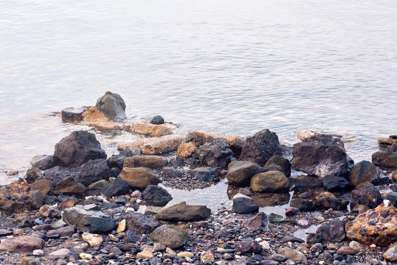Calm Sea, Rocks and Pebble Stones Stock Image - Image of blue ...