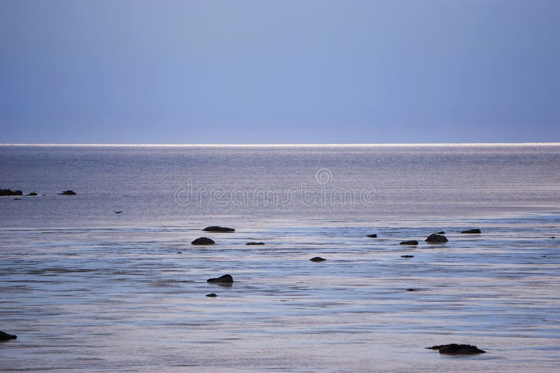 Calm Sea in Beautiful Sunset Colors Stock Image - Image of coastline ...