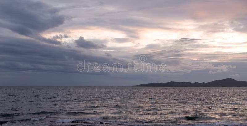 Calm Sea with Sunset Sky with Cloud. Stock Photo - Image of peaceful ...