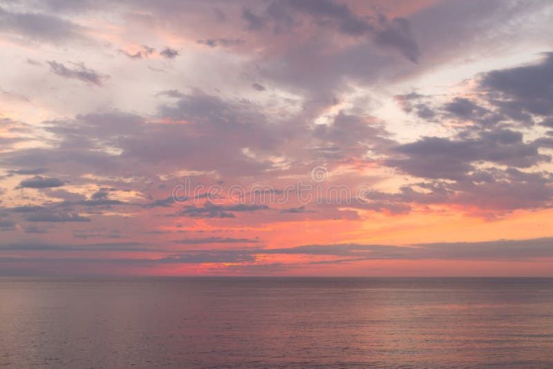 Calm Sea with Sunset Sky with Cloud. Stock Photo - Image of calm, beach ...