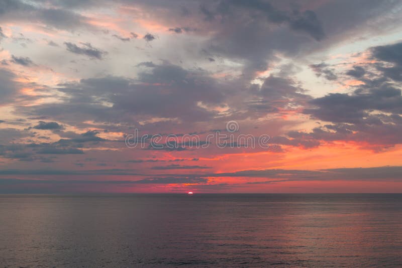 Calm Sea with Sunset Sky with Cloud. Stock Image - Image of view ...