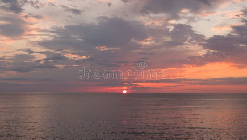Calm Sea with Sunset Sky with Cloud. Stock Image - Image of pink, beach ...