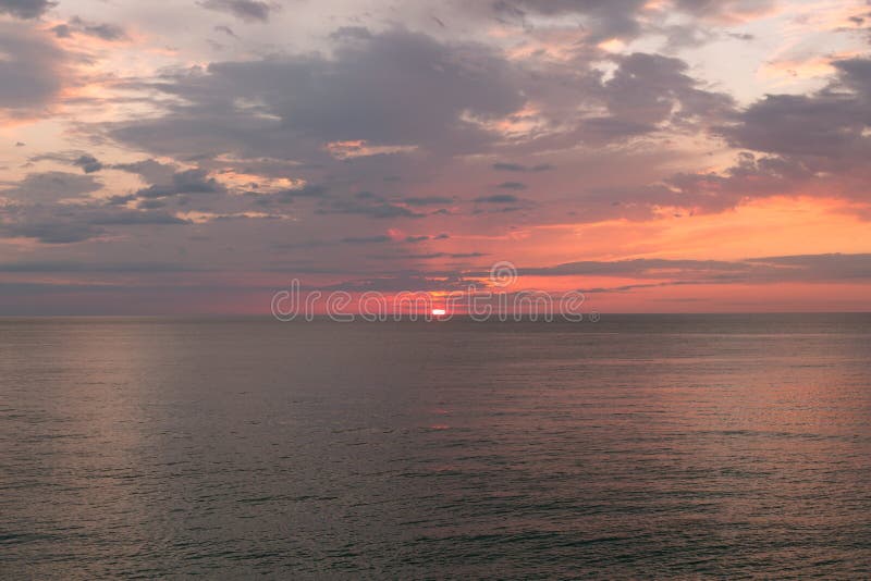 Calm Sea with Sunset Sky with Cloud. Stock Photo - Image of wave, beach ...