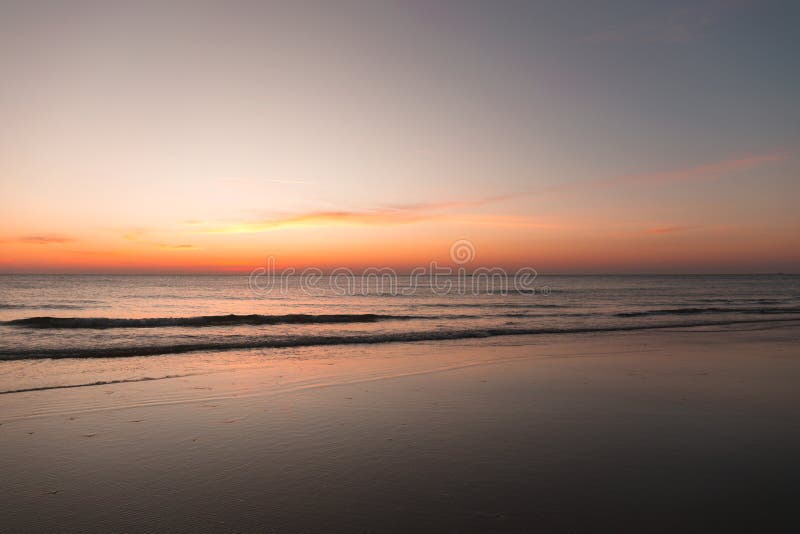 Calm Sea with Sunset Sky with Cloud. Stock Image - Image of beach, view ...